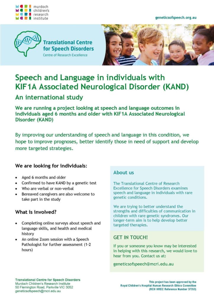 International KAND Speech Study - KIF1A